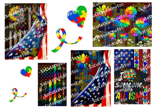 Autism Awareness Patriotic Flag Waterslide Decals – SoCuteINeedOneToo