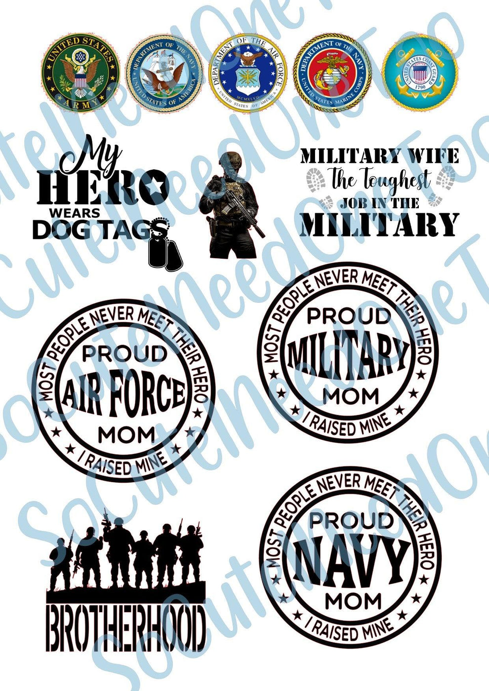 Military #1 on Clear/White Waterslide Paper - Ready To Use ...