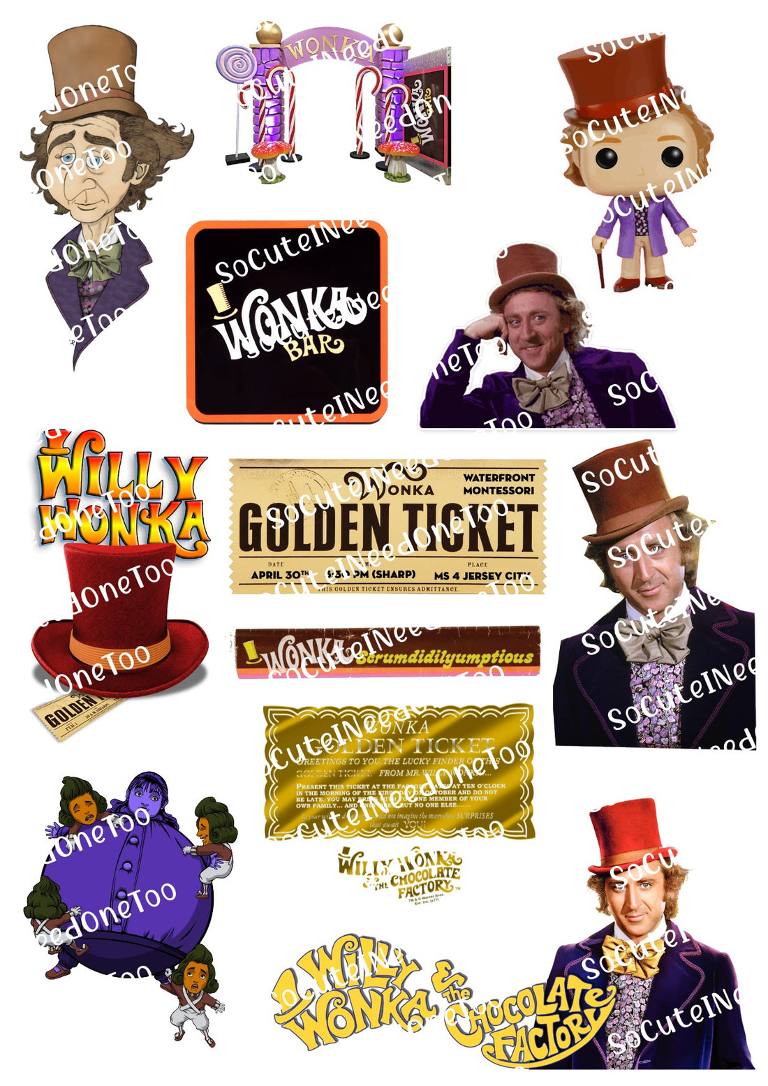 Willy Wonka Waterslide Decals – Pure Imagination Character Designs for ...